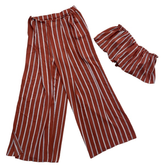 Zaful | Pants & Jumpsuits | Zaful Orange And White Striped Two Piece ...